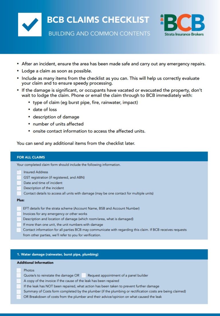 Useful documents - BCB - Strata Insurance Brokers